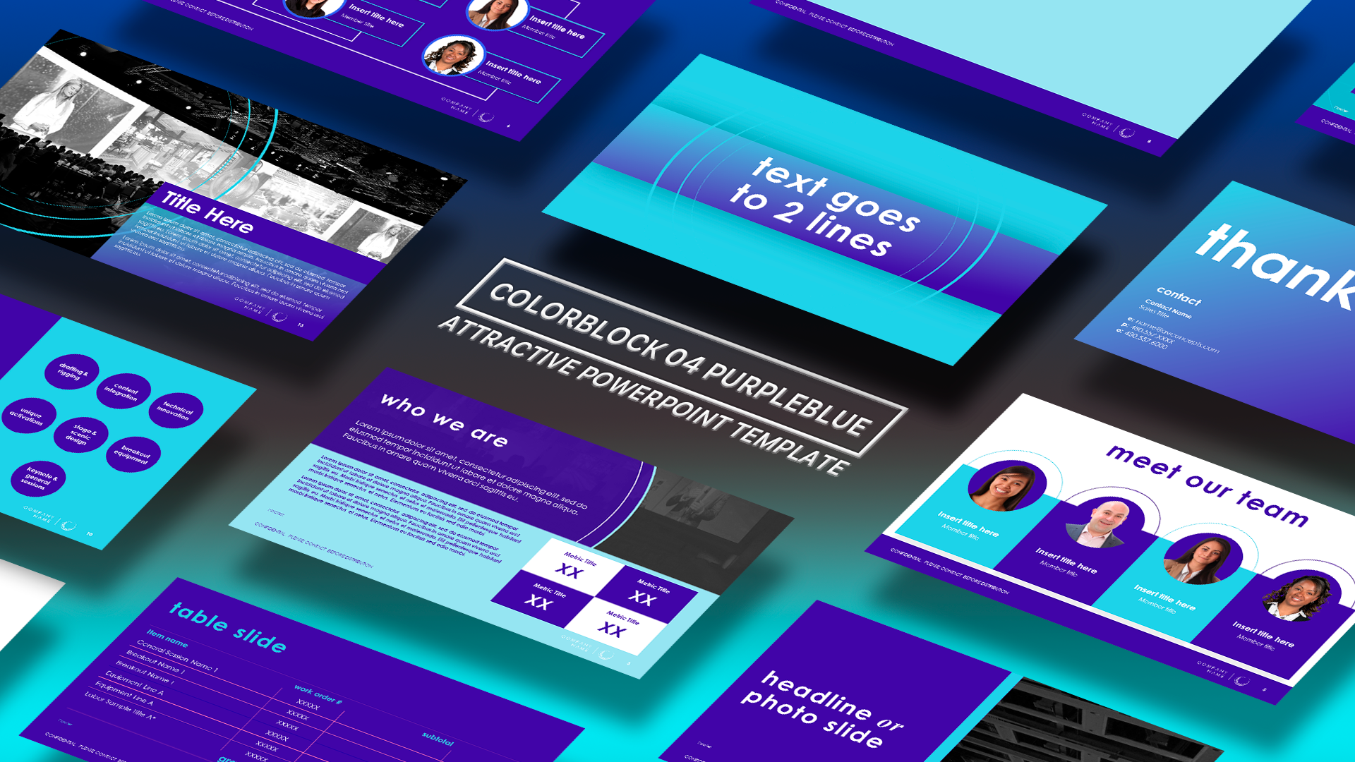 Colorblock PowerPoint Template 04 - Ruby + Citrine