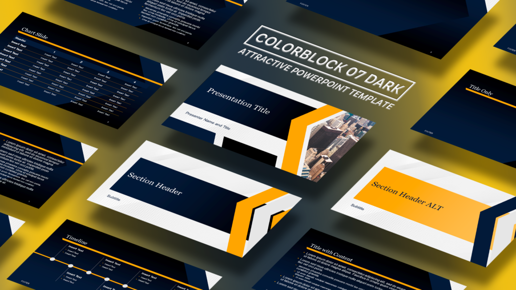 Colorblock PowerPoint Template 07 - Ruby + Citrine