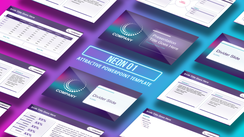 Neon PowerPoint Template 01 - Ruby + Citrine